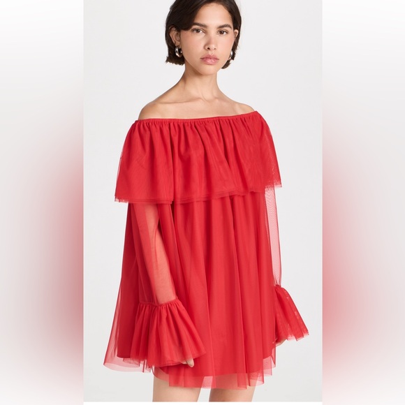 Caroline Constas | Dresses | Elegant Red Offshoulder Dress | Poshmark